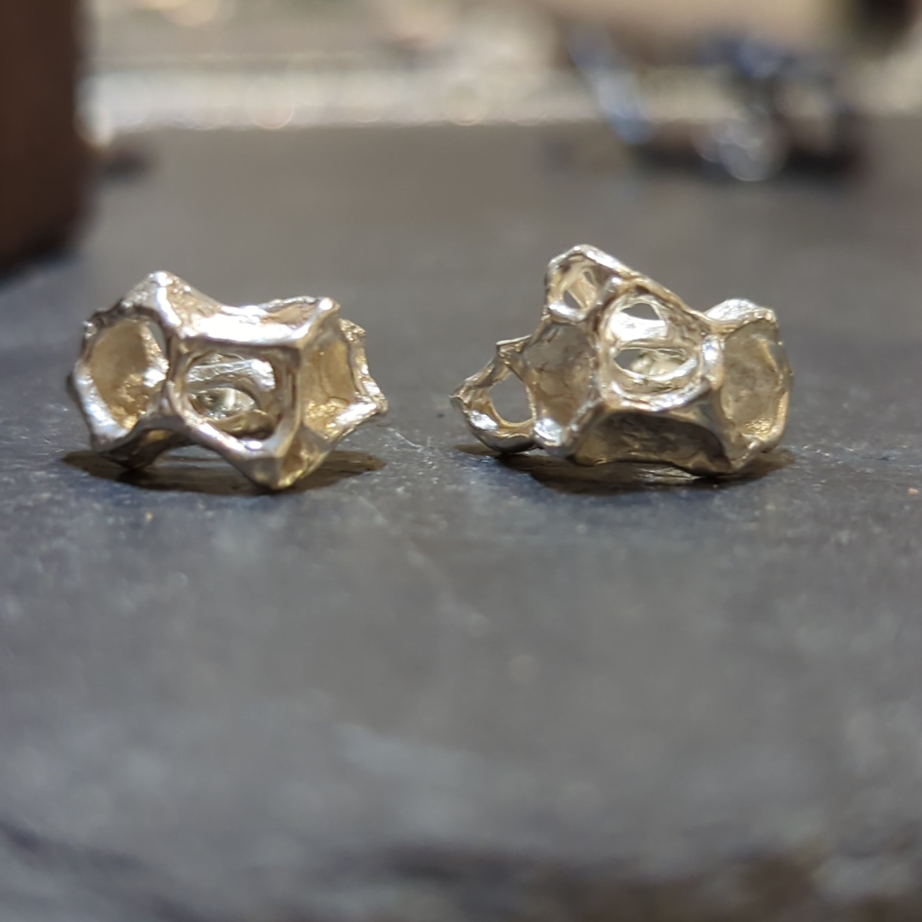Wild Honeycomb cage studs. – Beca Beeby